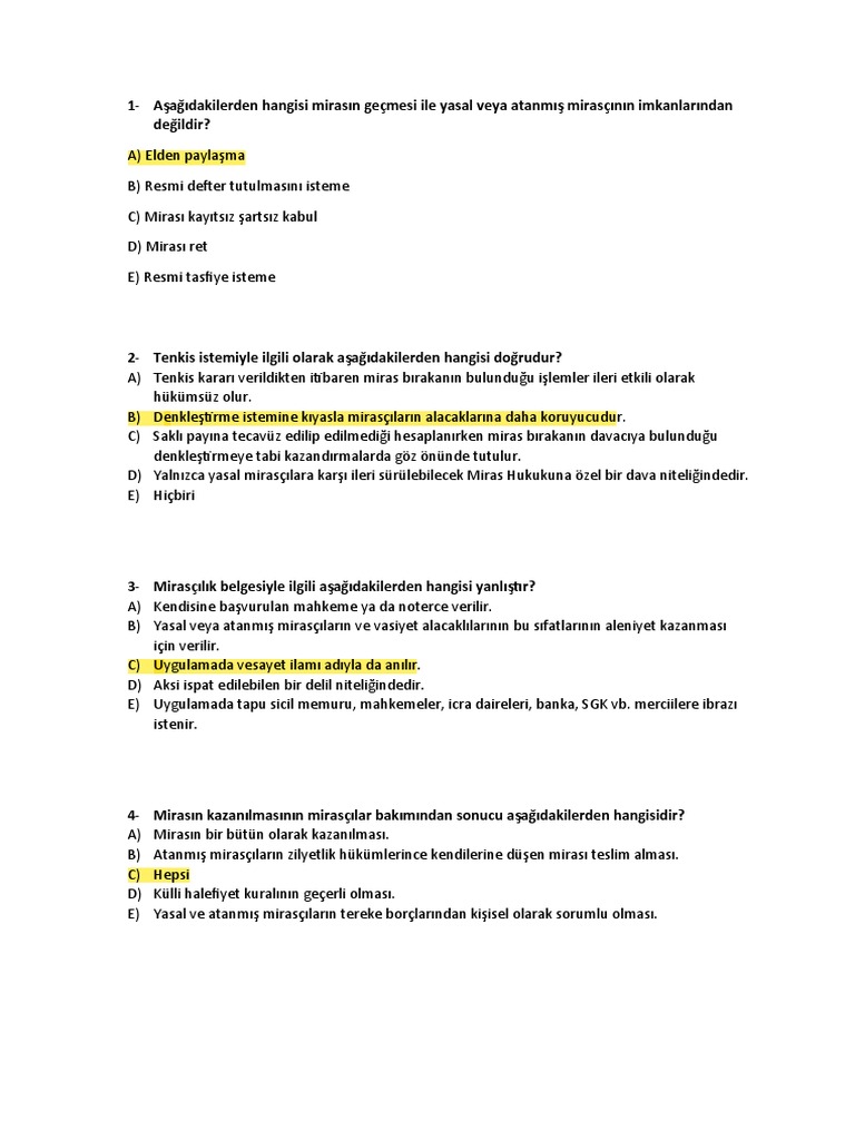 Miras Sorular 40 Soru | PDF