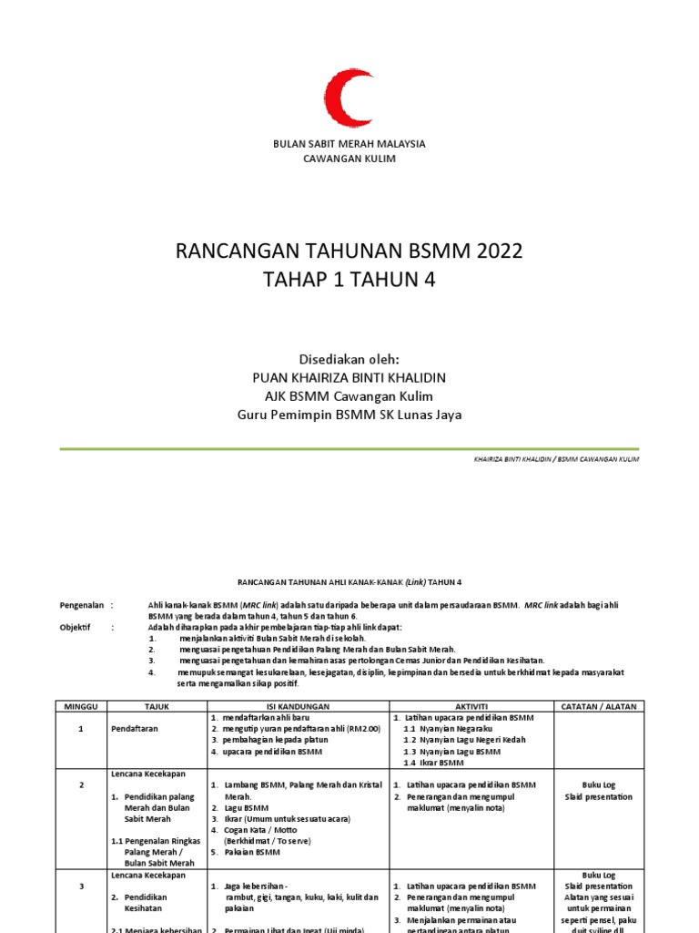 Rancangan Tahunan BSMM tahun 4 (1) | PDF