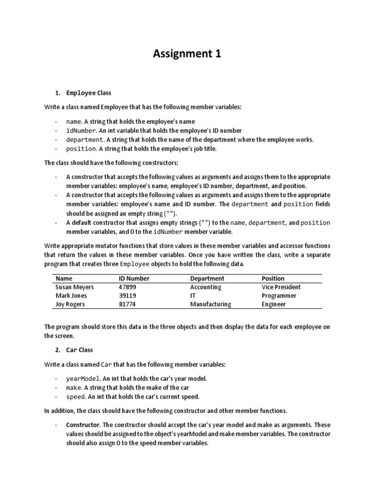 1 Class 1 Pdf Parameter Computer Programming Constructor Object Oriented Programming 9974