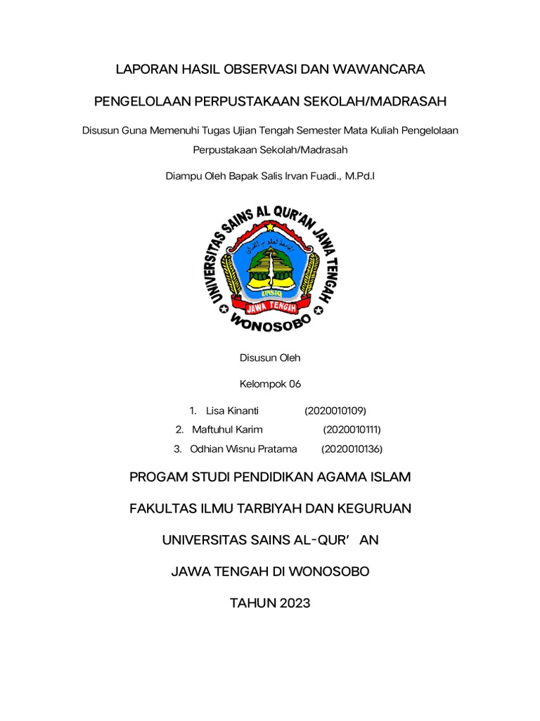 Laporan Hasil Observasi Dan Wawancara | PDF