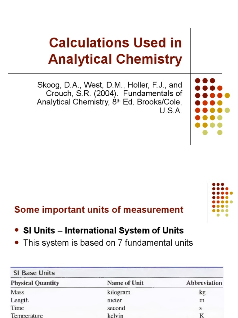 Calculations Used in Analytical Chemistry | PDF | Stoichiometry | Mole (Unit)