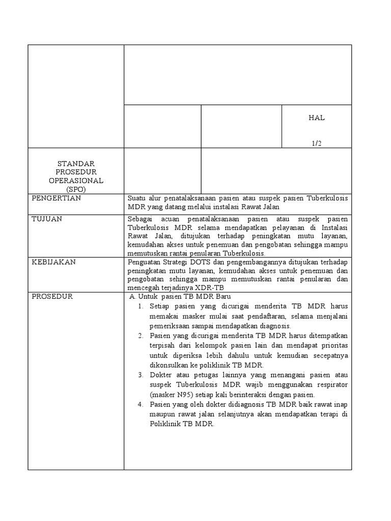 Spo Pasien TB MDR | PDF