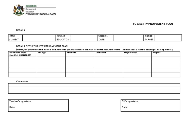Subject Improvement Plan | PDF