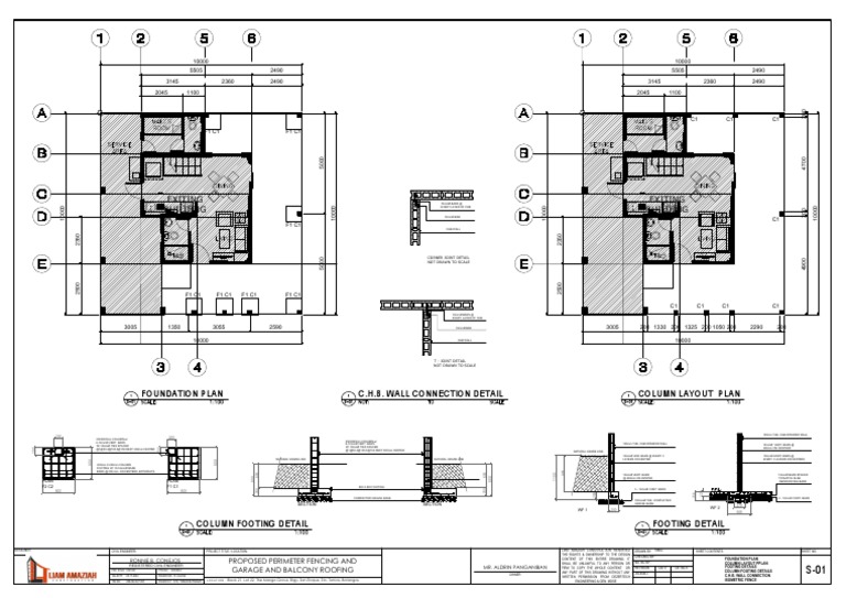 Exiting Building Exiting Building: Foundation Plan Column Layout Plan C.H.B. Wall Connection ...