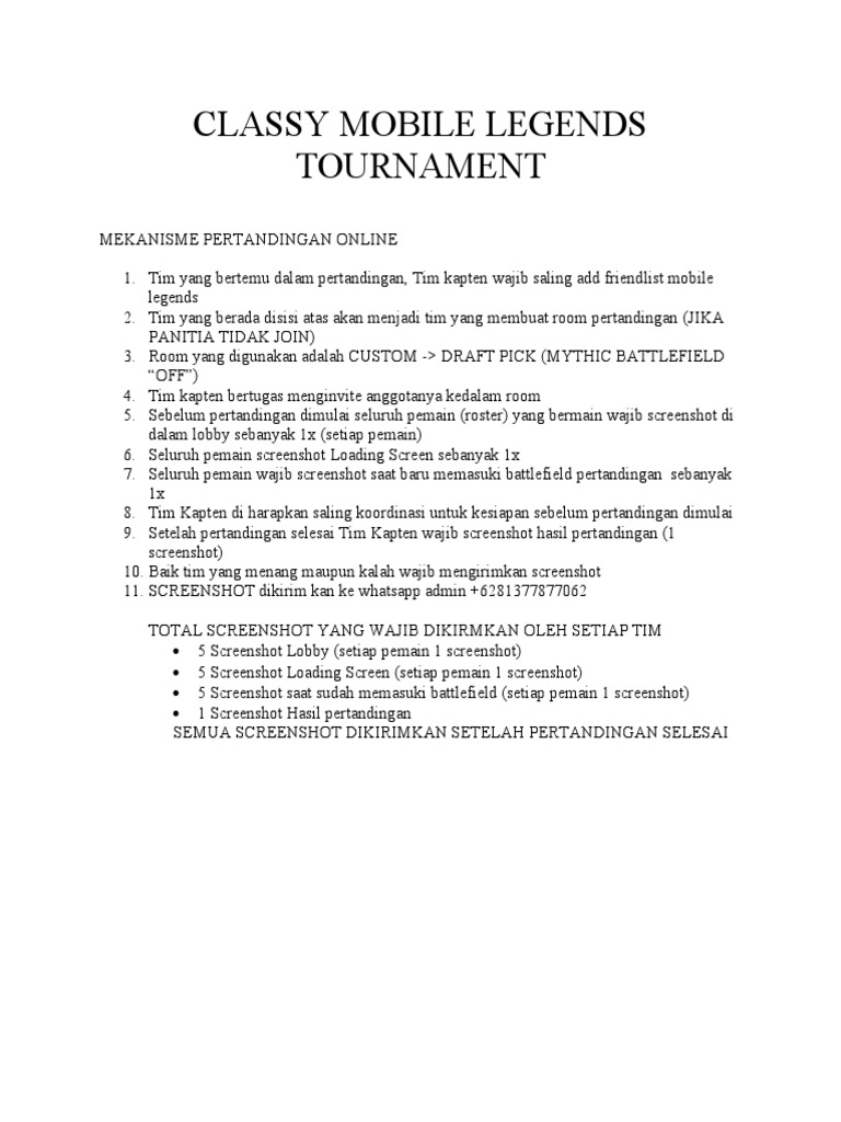 Mekanisme Pertandingan Mobile Legends | PDF