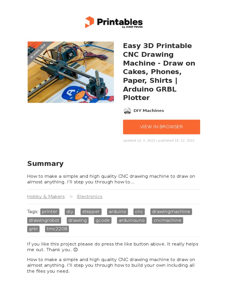 Easy 3d Printable CNC Drawing Machine Draw | PDF | Numerical Control ...