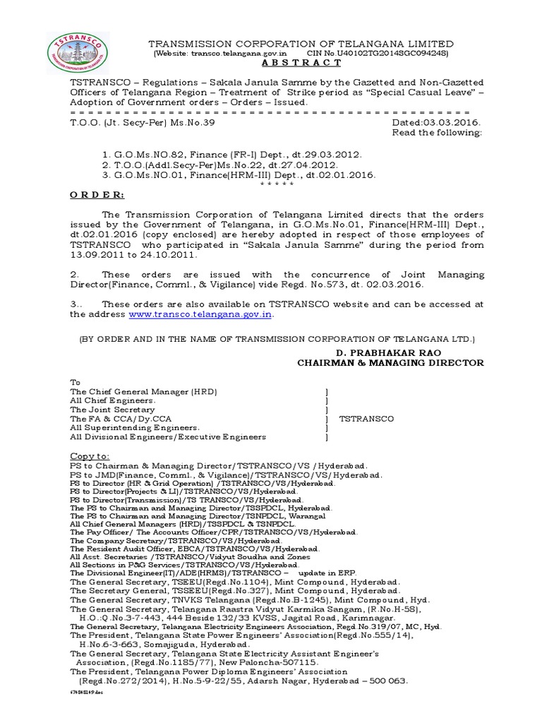 2016transco - MS 39 | PDF | Government Of India | Business