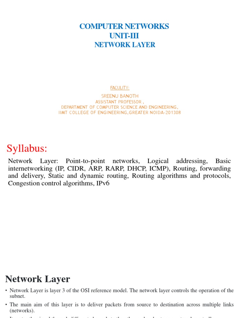 UNIT-III Network Layer | Download Free PDF | Ip Address | Computer Network