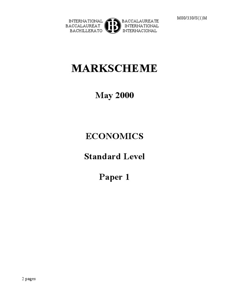 Economics Paper 1 SL Markscheme | PDF