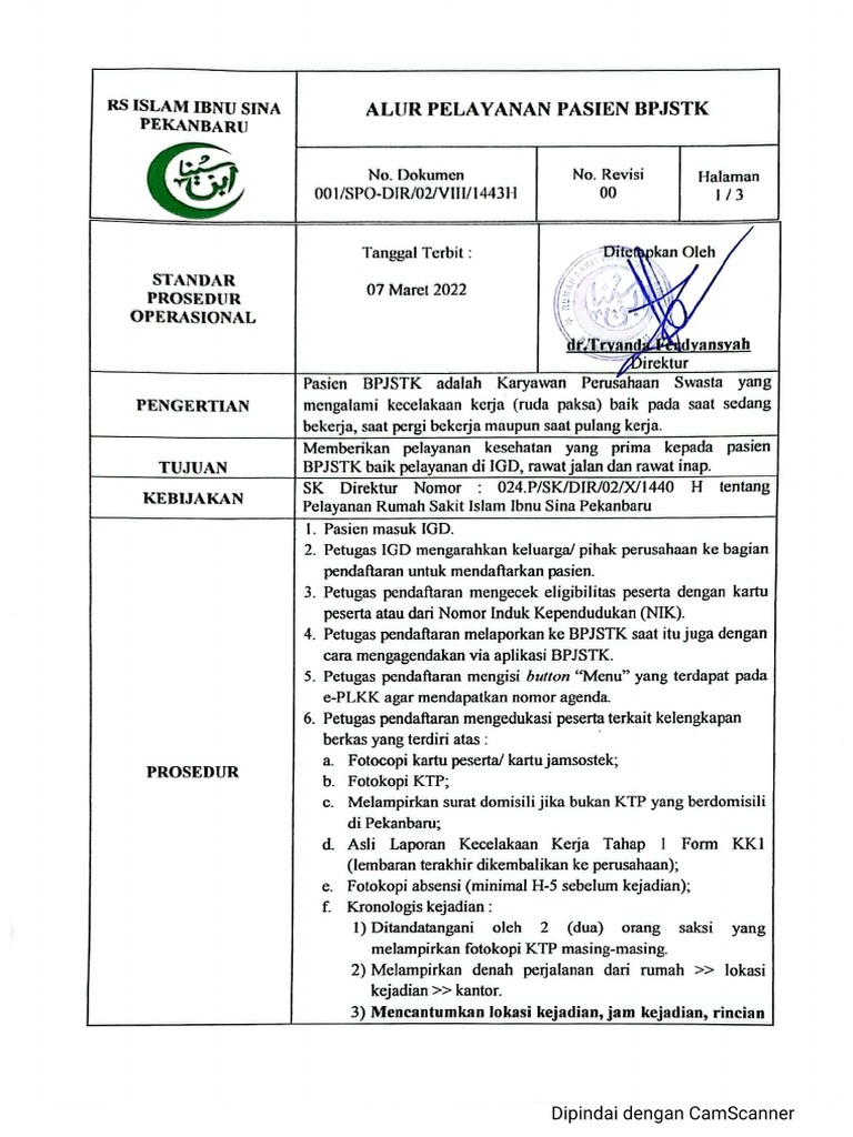 Alur Pelayanan Pasien BPJSTK-1 | PDF