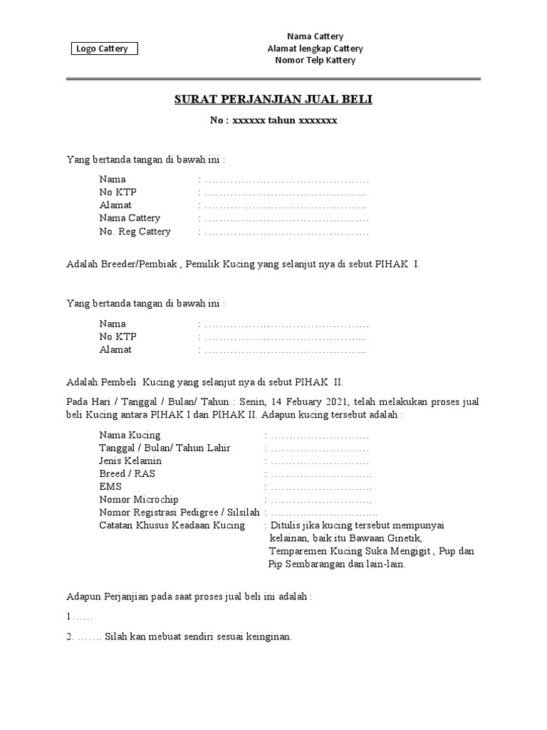 Surat Perjanjian Jual Beli | PDF