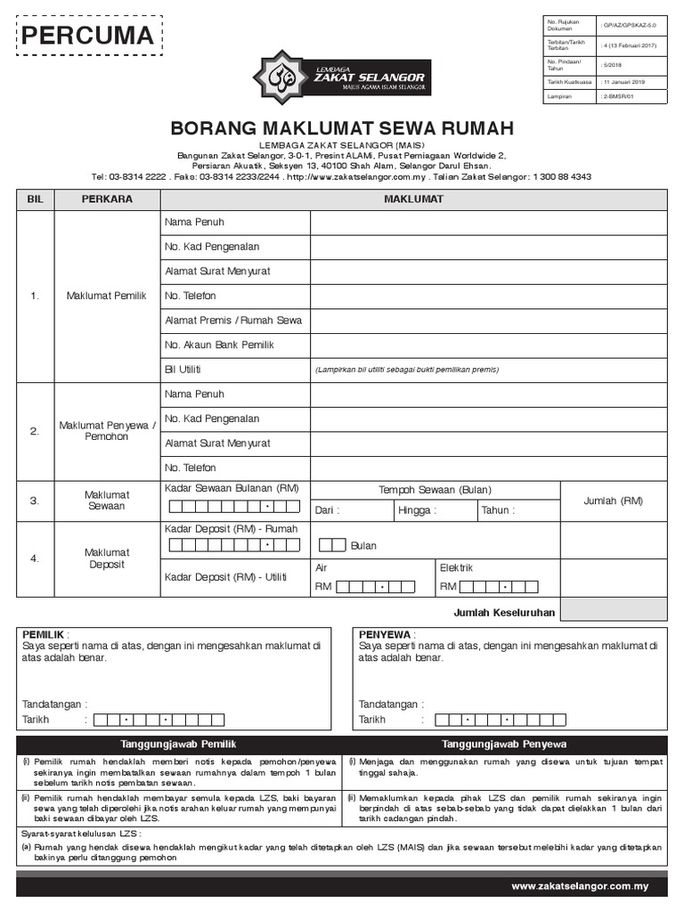 FA-BORANG MAKLUMAT SEWA RUMAH (With Header) | PDF FA-BORANG MAKLUMAT SEWA RUMAH (With Header) | PDF