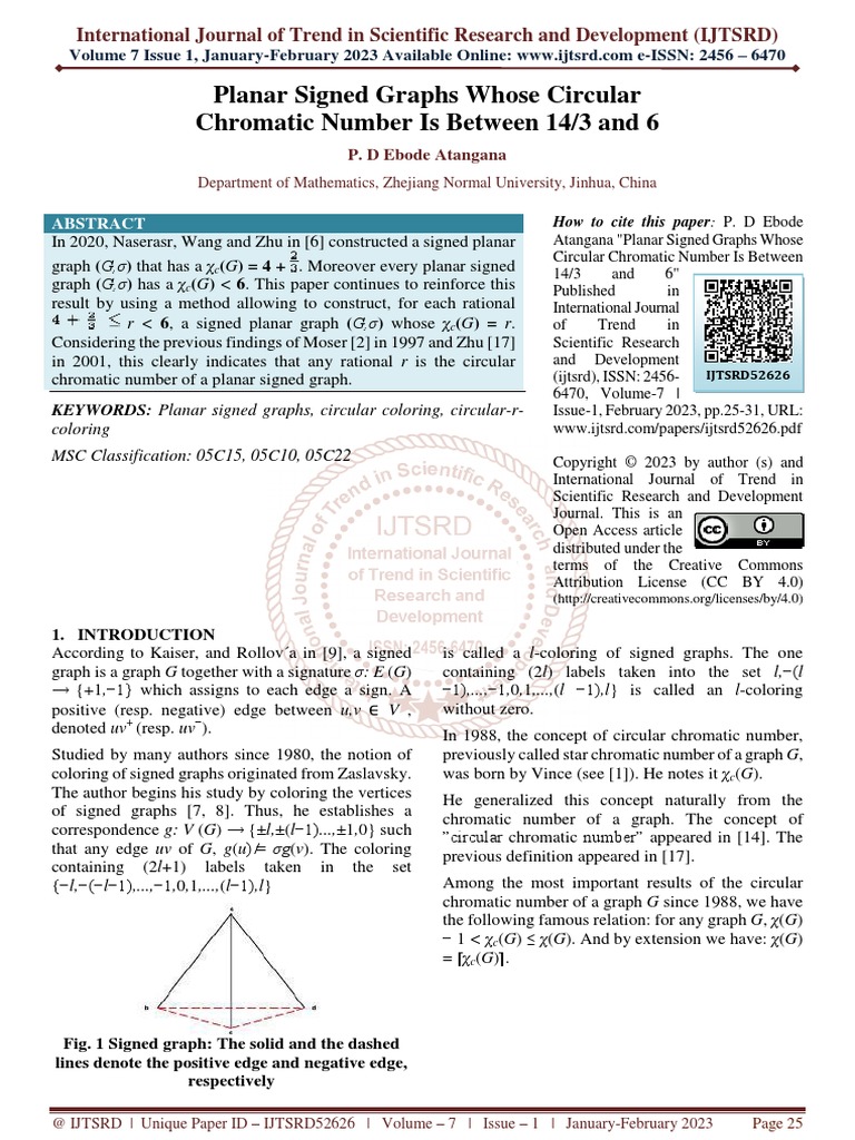 Planar Signed Graphs Whose Circular Chromatic Number Is Between 14 3 and 6 | PDF | Graph Theory ...