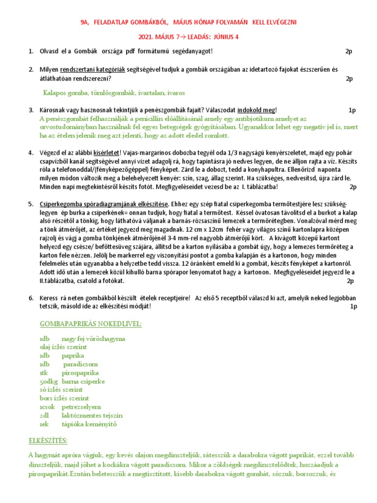 9a Feladatlapgombak 0507 | PDF