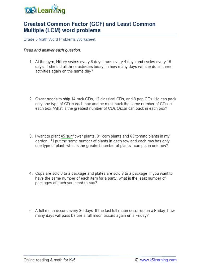 GCD LCM Problems | PDF
