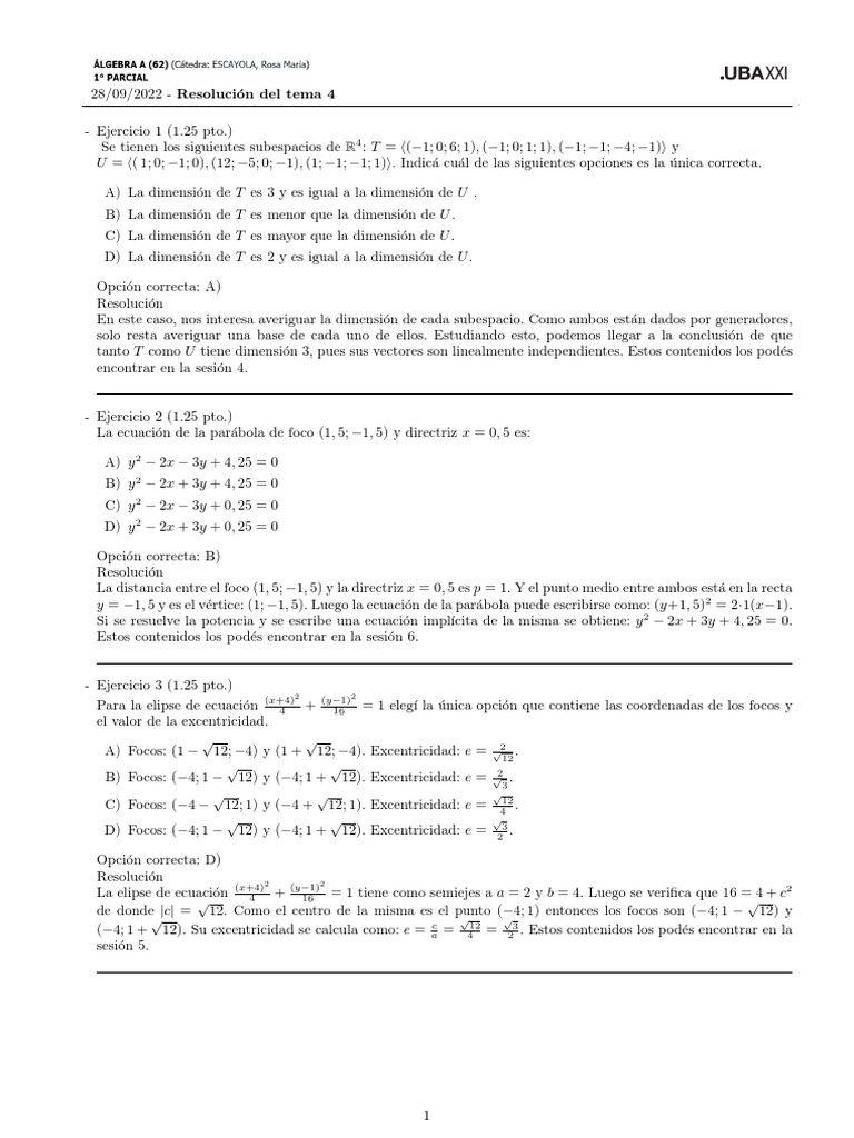 Resolución de Ejercicios de Álgebra | PDF | Vector Euclidiano | Geometria plana)