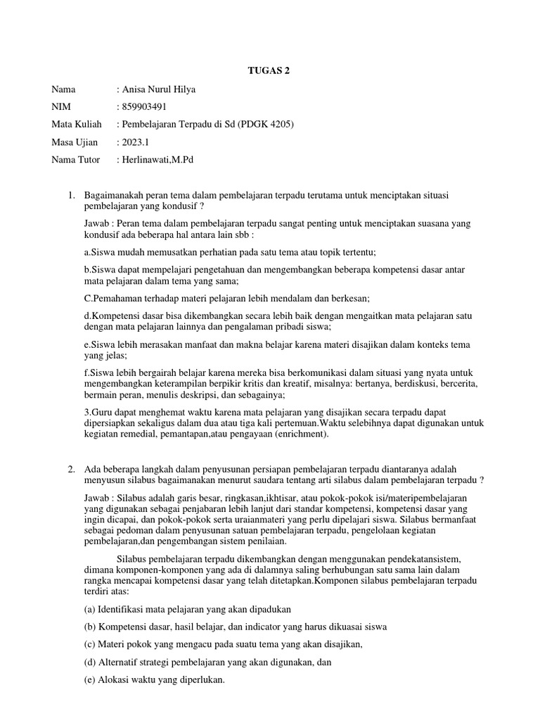 Tugas 2 Terpadu | PDF