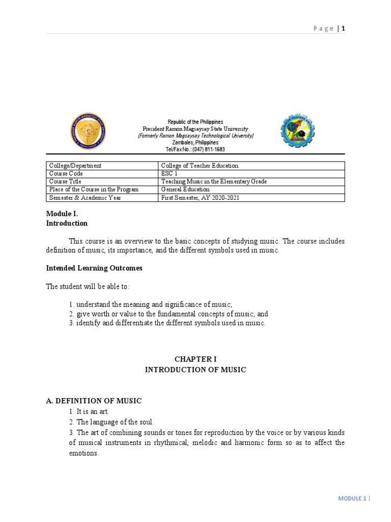 Music Module Esc1 | PDF | Clef | Conducting