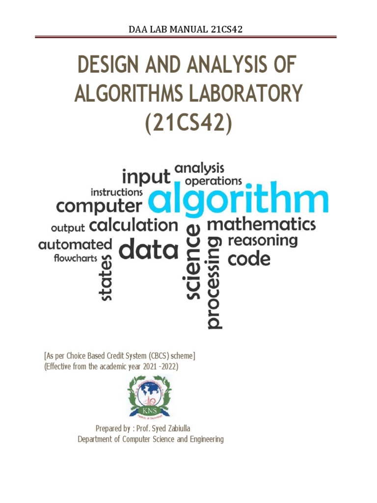 Daa Lab Manual 21cs42 | PDF | Time Complexity | Mathematical Concepts