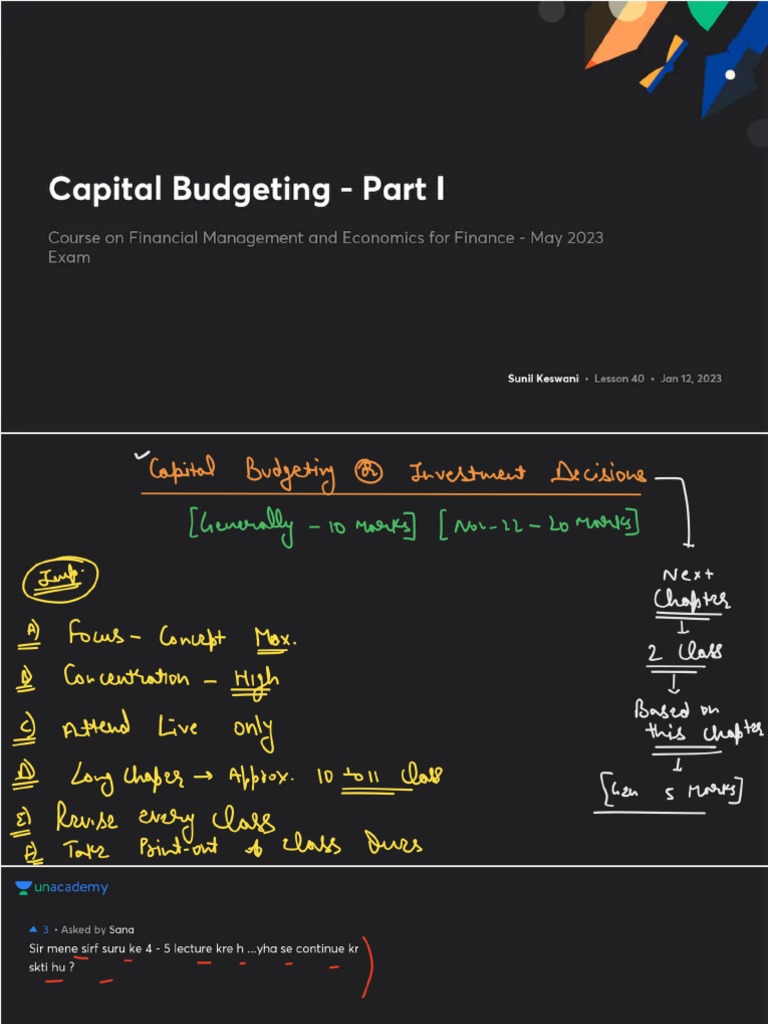 Capital Budgeting Part I With Anno | PDF