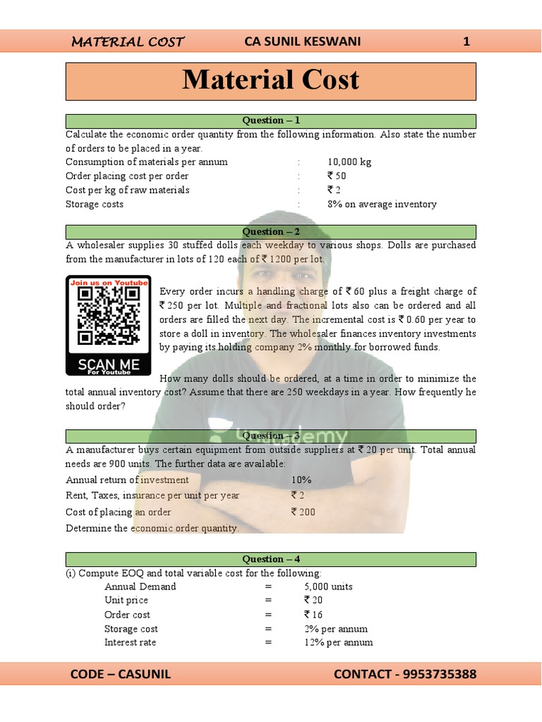 Material Question | PDF | Inventory | Cost