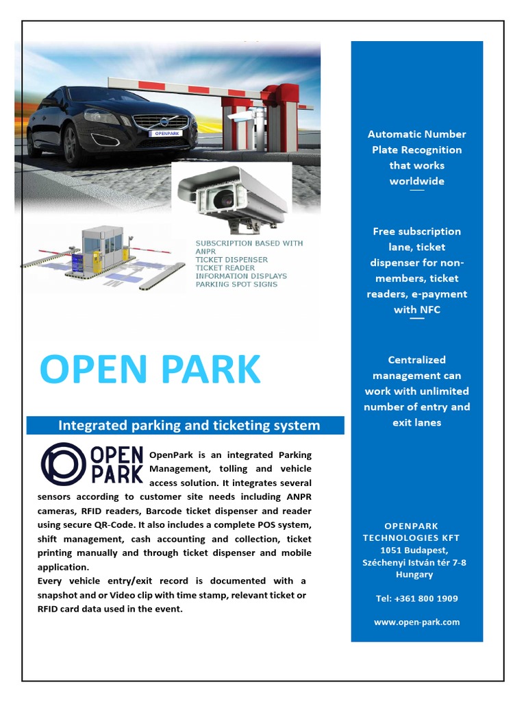 Openpark Pms Server Pdf Point Of Sale Radio Frequency Identification