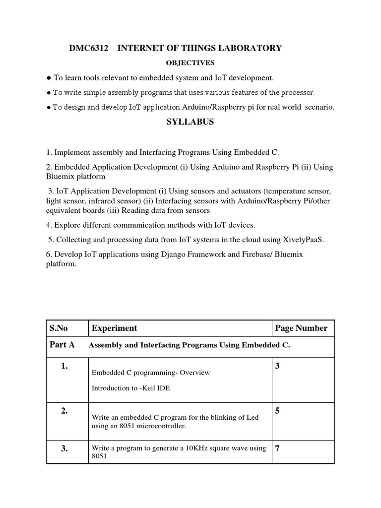 IoT & Embedded Systems Lab Guide | PDF | Arduino | Embedded System