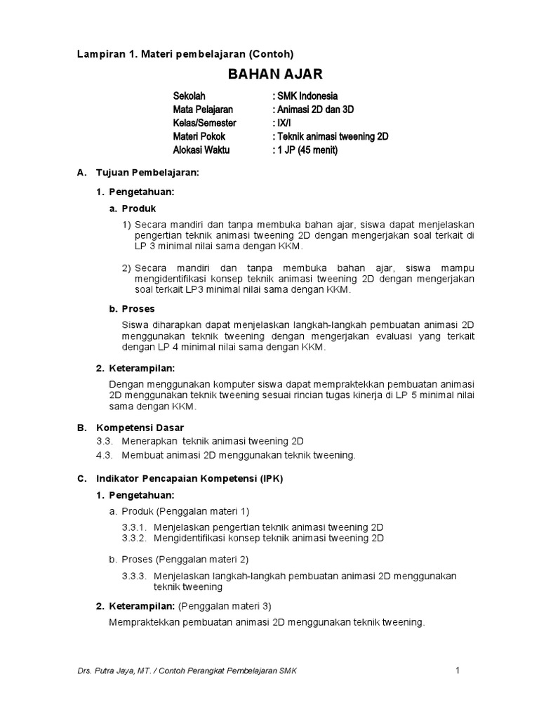 Contoh Format Bahan Ajar | PDF