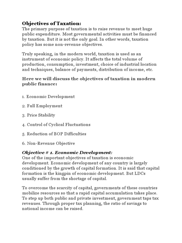 Key Objectives of Modern Taxation | PDF | Taxes | Indirect Tax