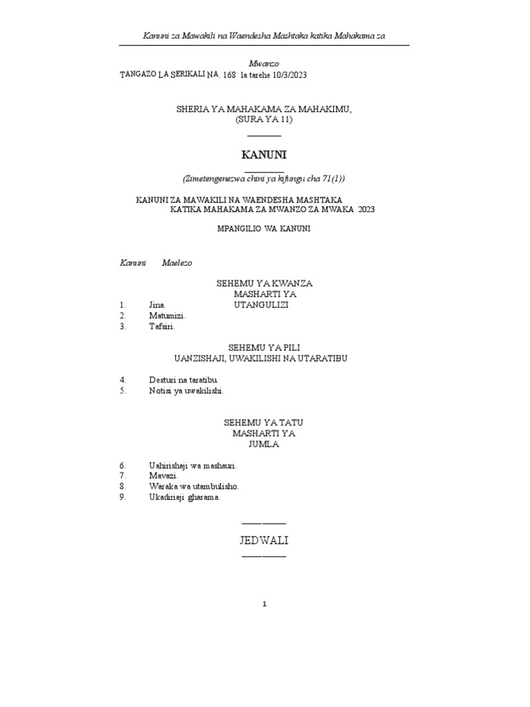 TZ Act GN 2023 168 Publication Document | PDF