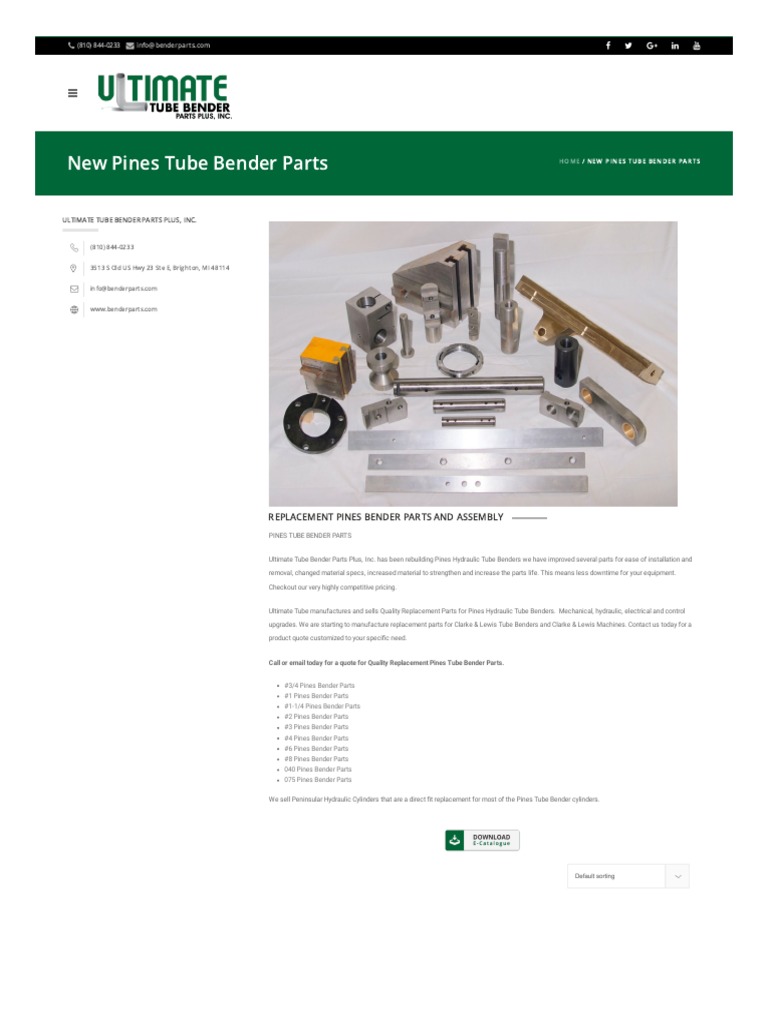 Quality Pines Tube Bender Parts at BenderParts - Com - Ultimate Tube ...