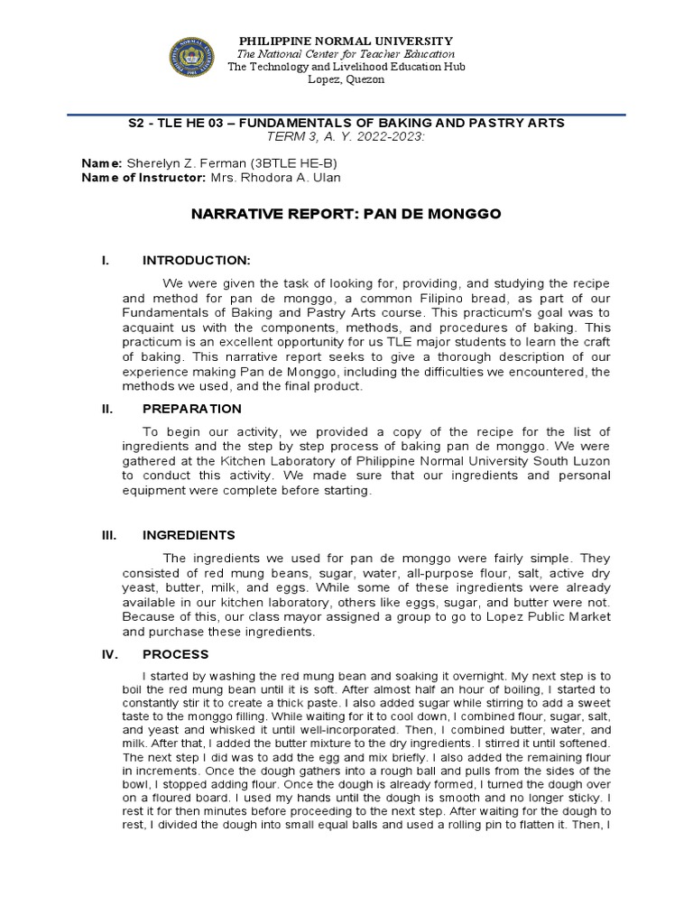 Narrative Report - Pande Monggo | Download Free PDF | Baking | Breads