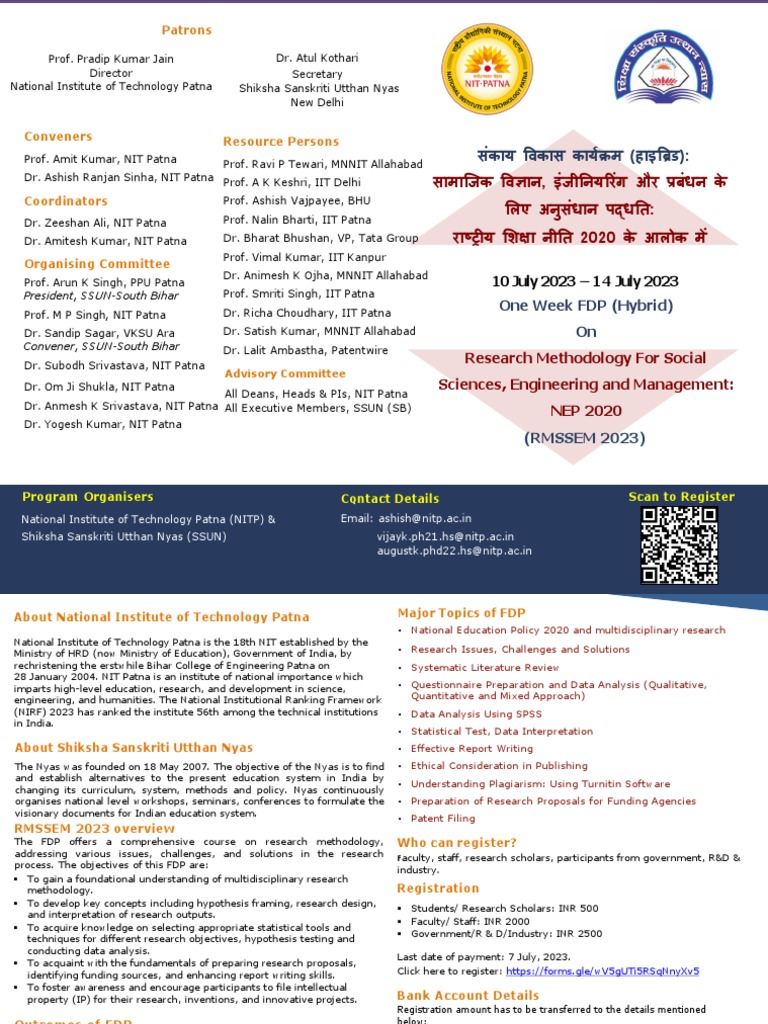 NITP & SSUN RMSSEM 2023 Final | PDF | Methodology | Science