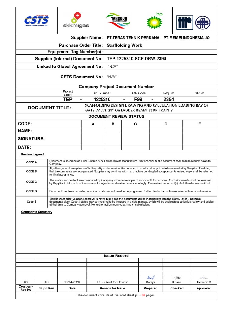 TEP-1225310-F99-2394 Scaffolding Design Drawing & Calculation Loading ...