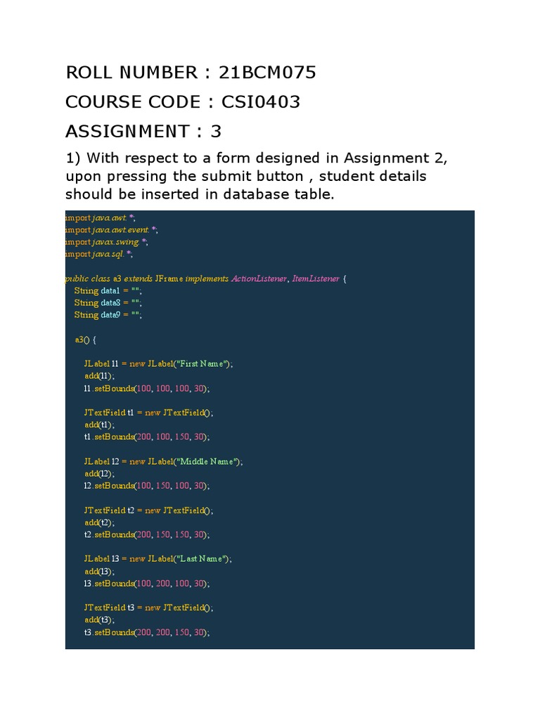 21BCM075 Csi0403 Assignment 3 | Download Free PDF | Computing | Computer Programming
