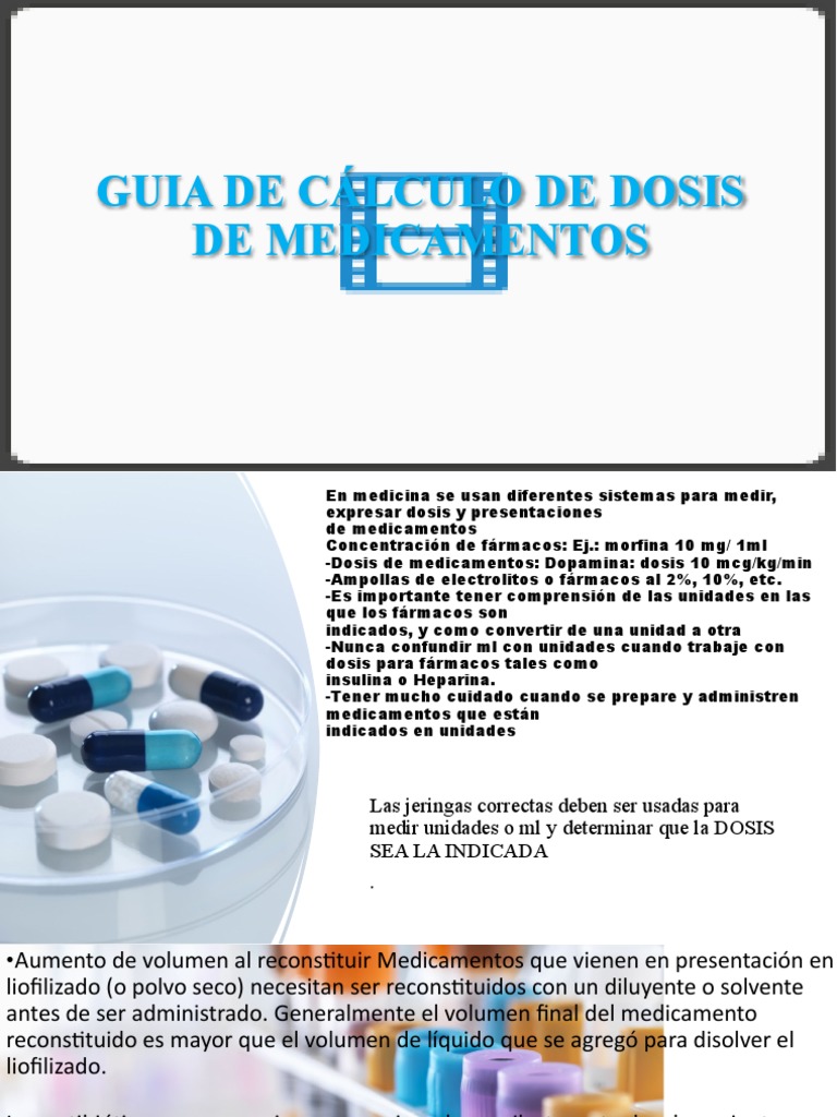 Calculo de Dosis en Medicamentos | PDF | Concentración | Medicamentos ...