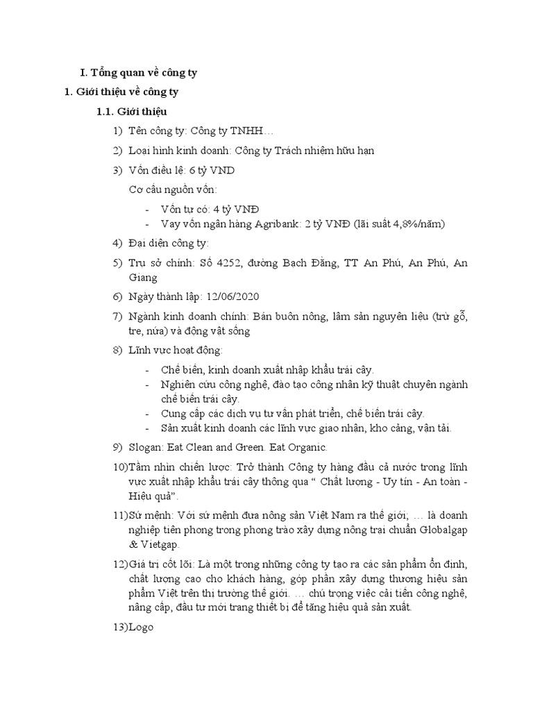 NVNT2 NHÓM 1 CÔNG TY XUẤT KHẨU XOÀI FULL | PDF