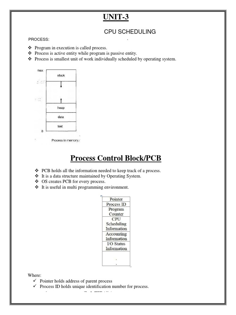 Unit-3-Process Scheduling and Deadloack | PDF | Scheduling (Computing) | Process (Computing)