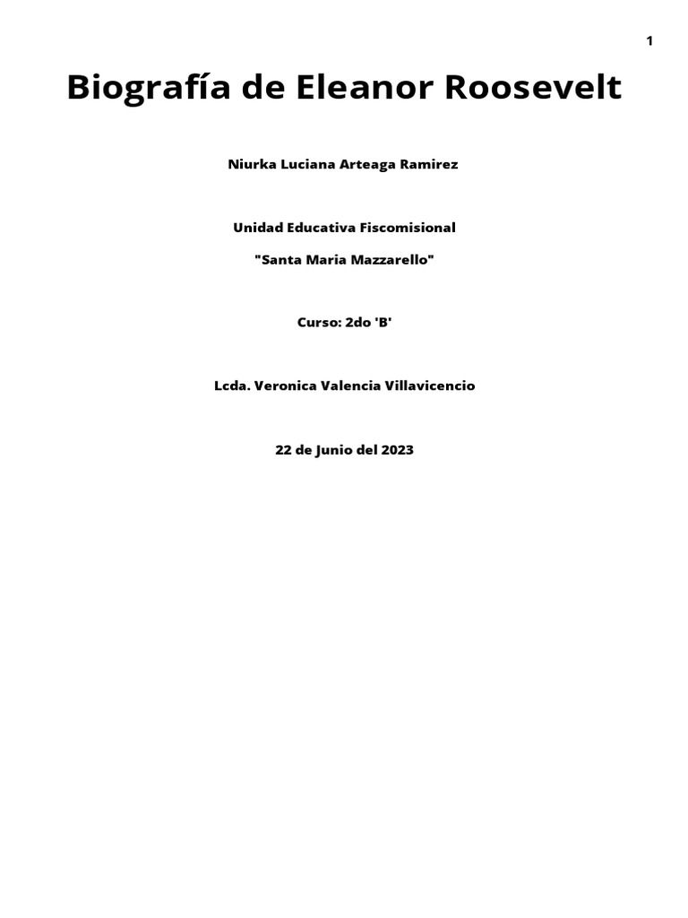Biografía de Eleanor Roosevelt | PDF