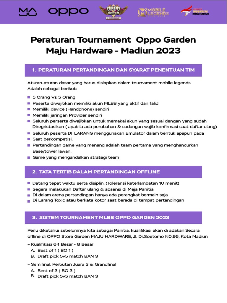 Turnamen E-Sport Madiun: Aturan MLBB | PDF | Teknologi & Rekayasa