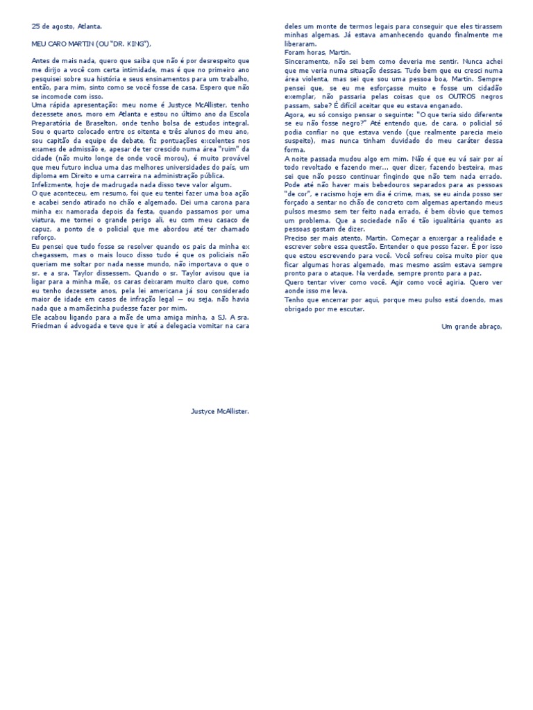 Carta para MARTIN LUTHER KING | PDF