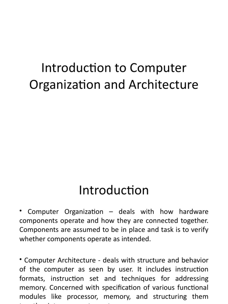 Introduction To Computer Organization and Architecture-1 | PDF ...
