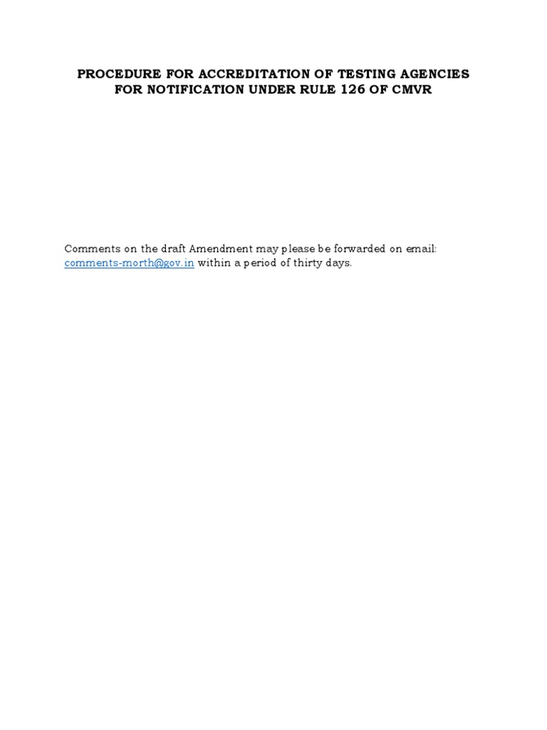Accreditation Process for CMVR Rule 126 | PDF | Audit | Standardization