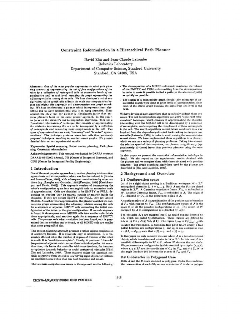 Constraint Reformulation in A Hierarchical Path Planner | PDF | Geometry | Mathematics