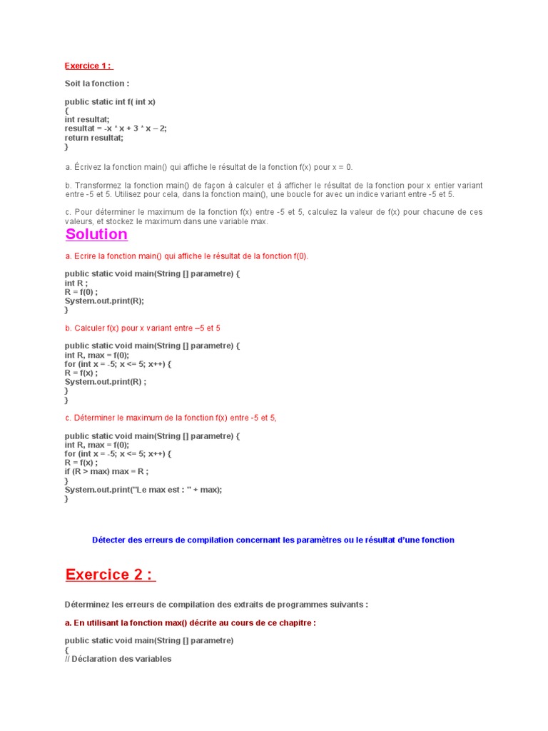 Exercice Fonctions Java | PDF | Informatique | Programmation informatique