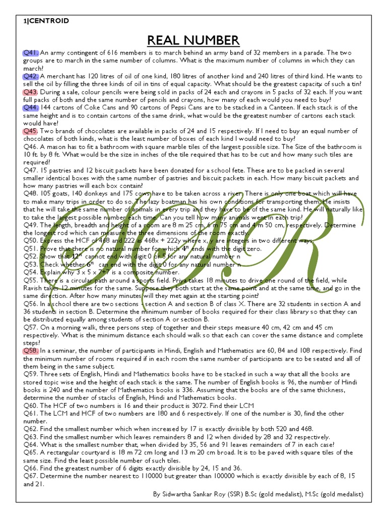 Real Number Set-2 | PDF | Numbers | Mathematical Objects