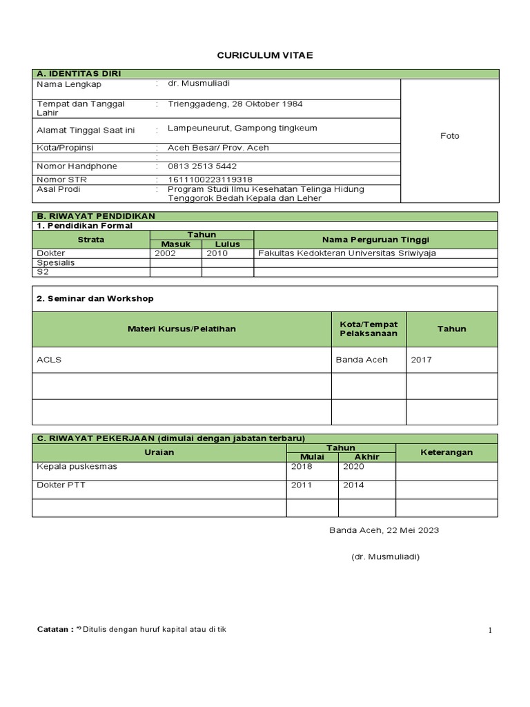 CV Rekredensial PPDS DR Mus | PDF