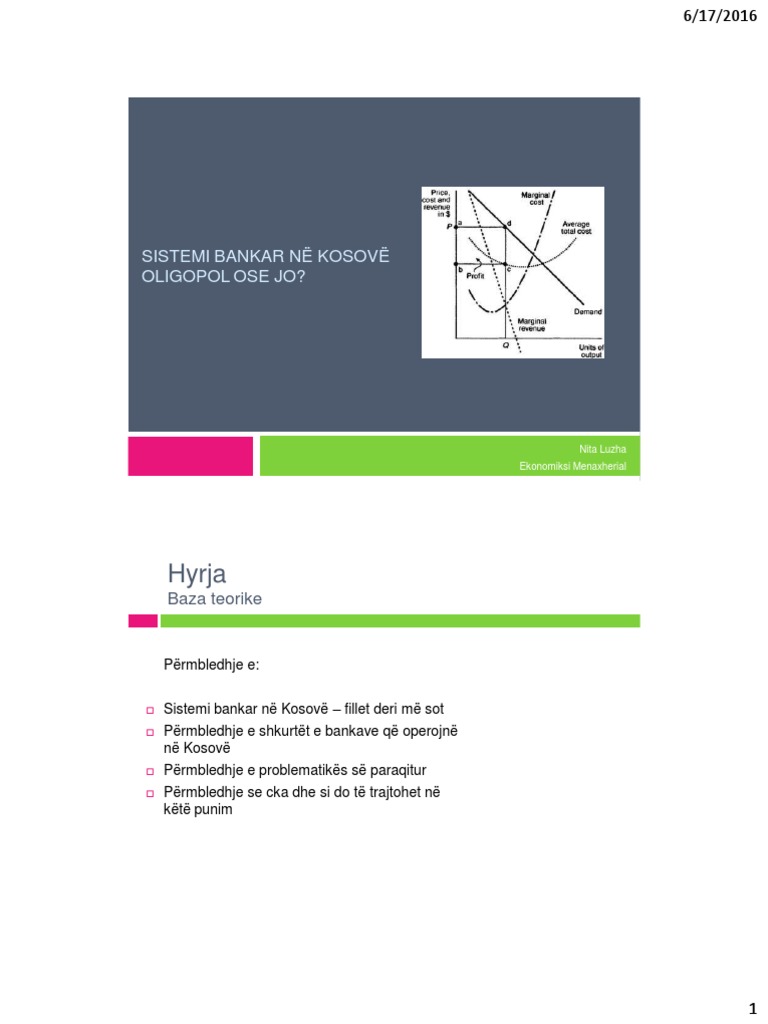 Sistemi bankar nw Kosovw – Oligopol ose jo NL | PDF