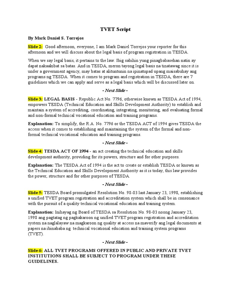 Tvet Script | PDF | Vocational Education | Educational Stages