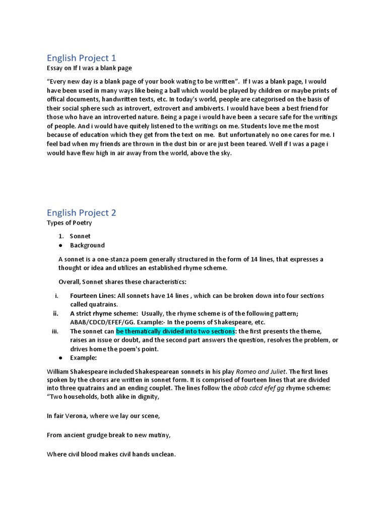 English Project 2 | PDF | Poetry | Epic Poetry